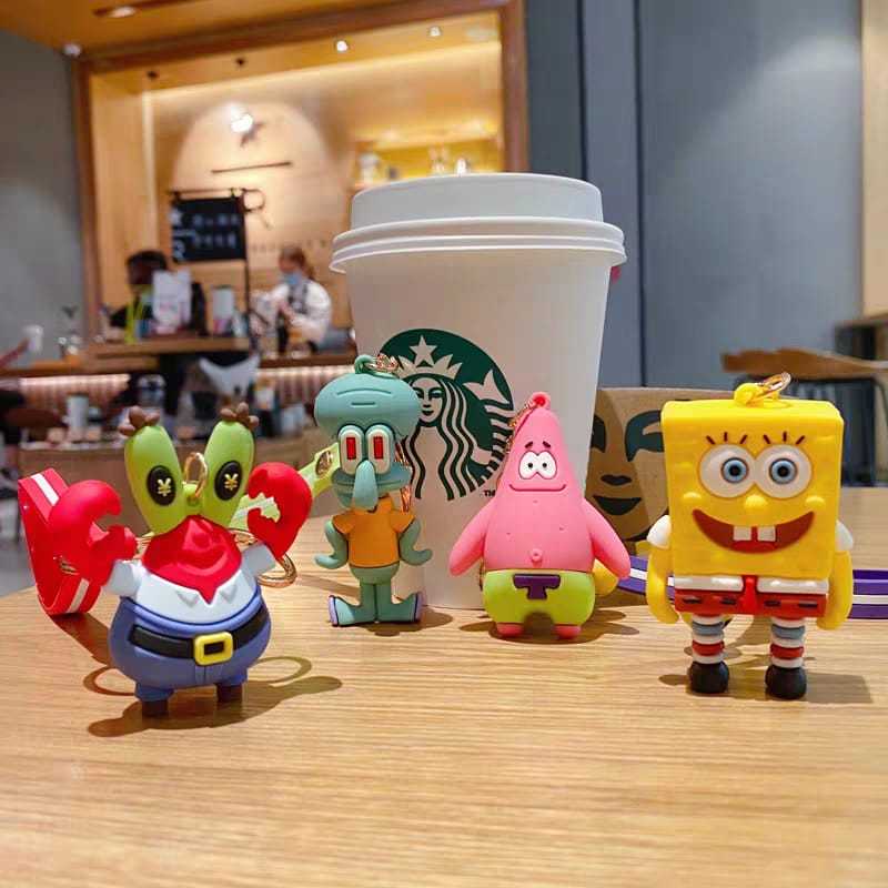 🔥 Ready Stock 🔥 SpongeBob Key Ring Charm Keychain Cute SpongeBob Key ...