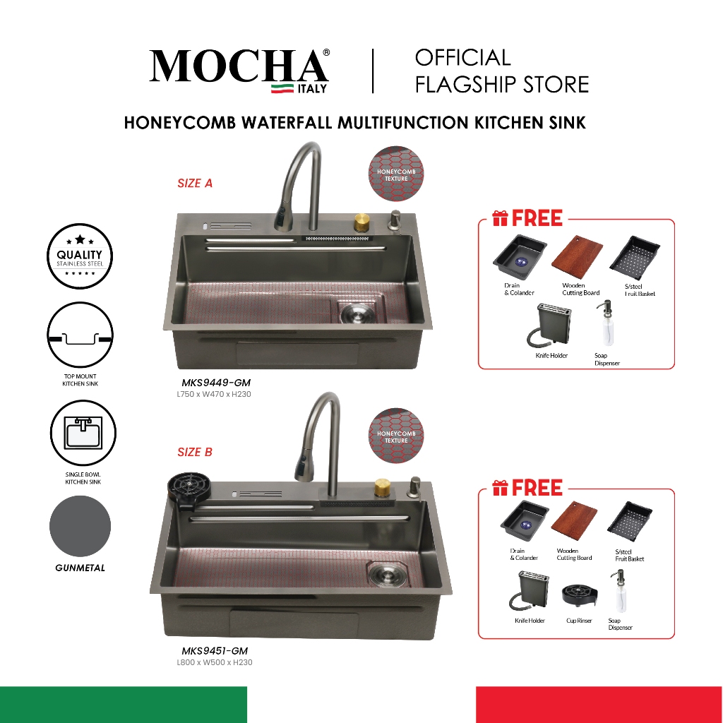MOCHA SUS304 Honeycomb Multifunction Sink MKS9449-GM Kitchen sink sinki ...