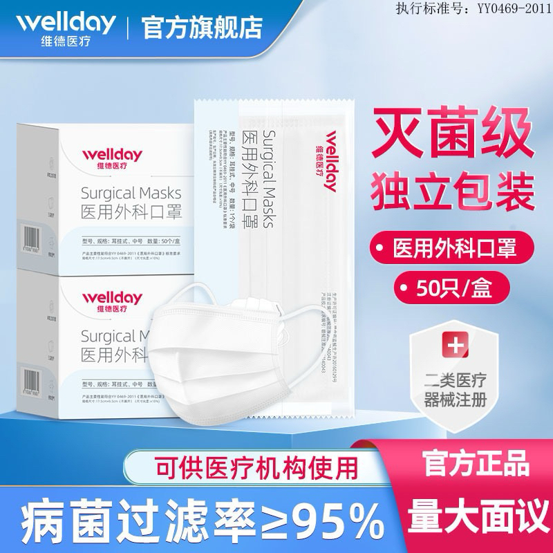 Yeet Johor Ready Stock wellday medical mask for adults 3ply individual ...