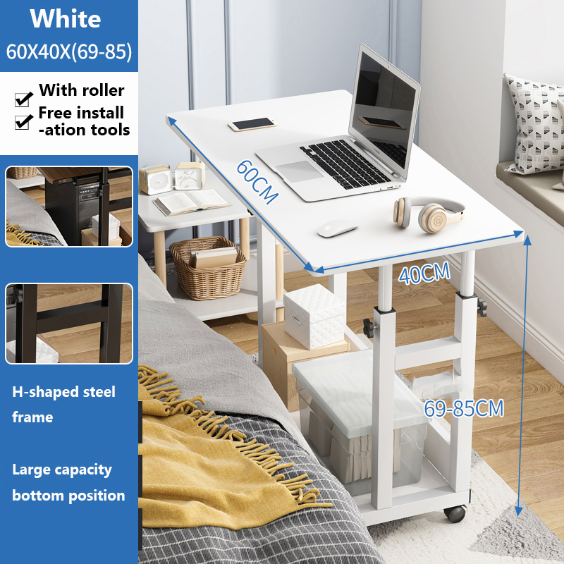 ⭐Elevatable Computer Table Bedside Laptop Desk With Wheels Meja ...