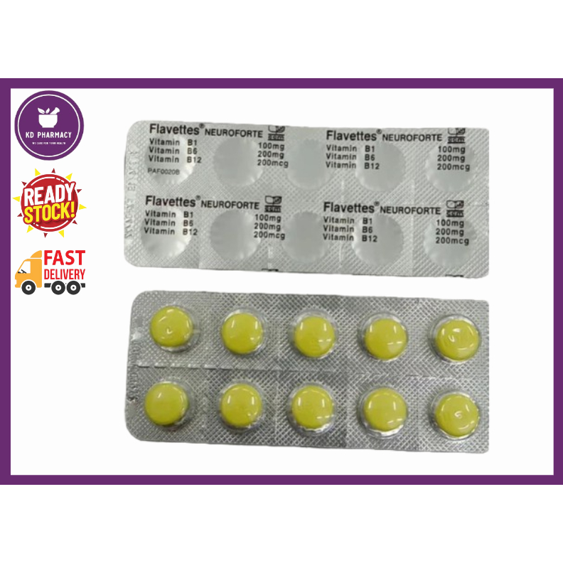 Flavettes Neuroforte Vitamin B1, B6, B12 10'S Generic Neurobion ...