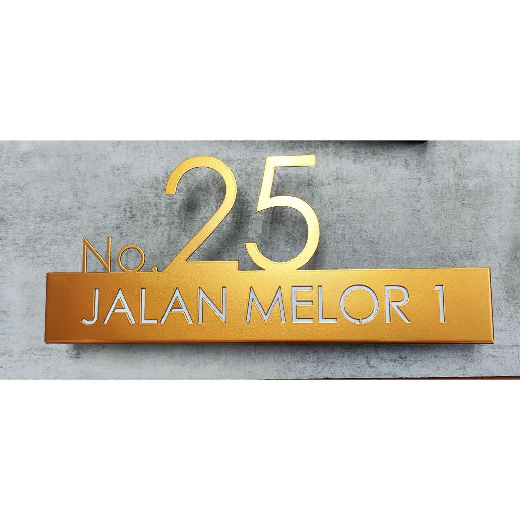 Modern Solid Heavy Metal Floating House Number Plate Address Sign ...