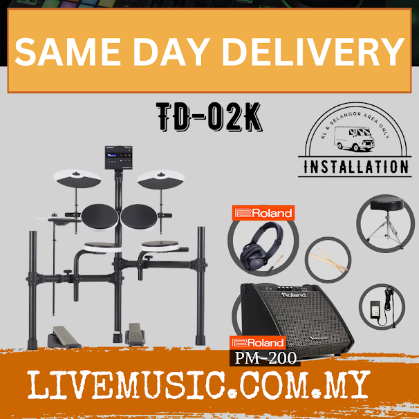 Roland TD-02K V-Drums Electronic Drum Kit With RH5 Headphone, Drum Throne And Drumstick ( TD 02K ...