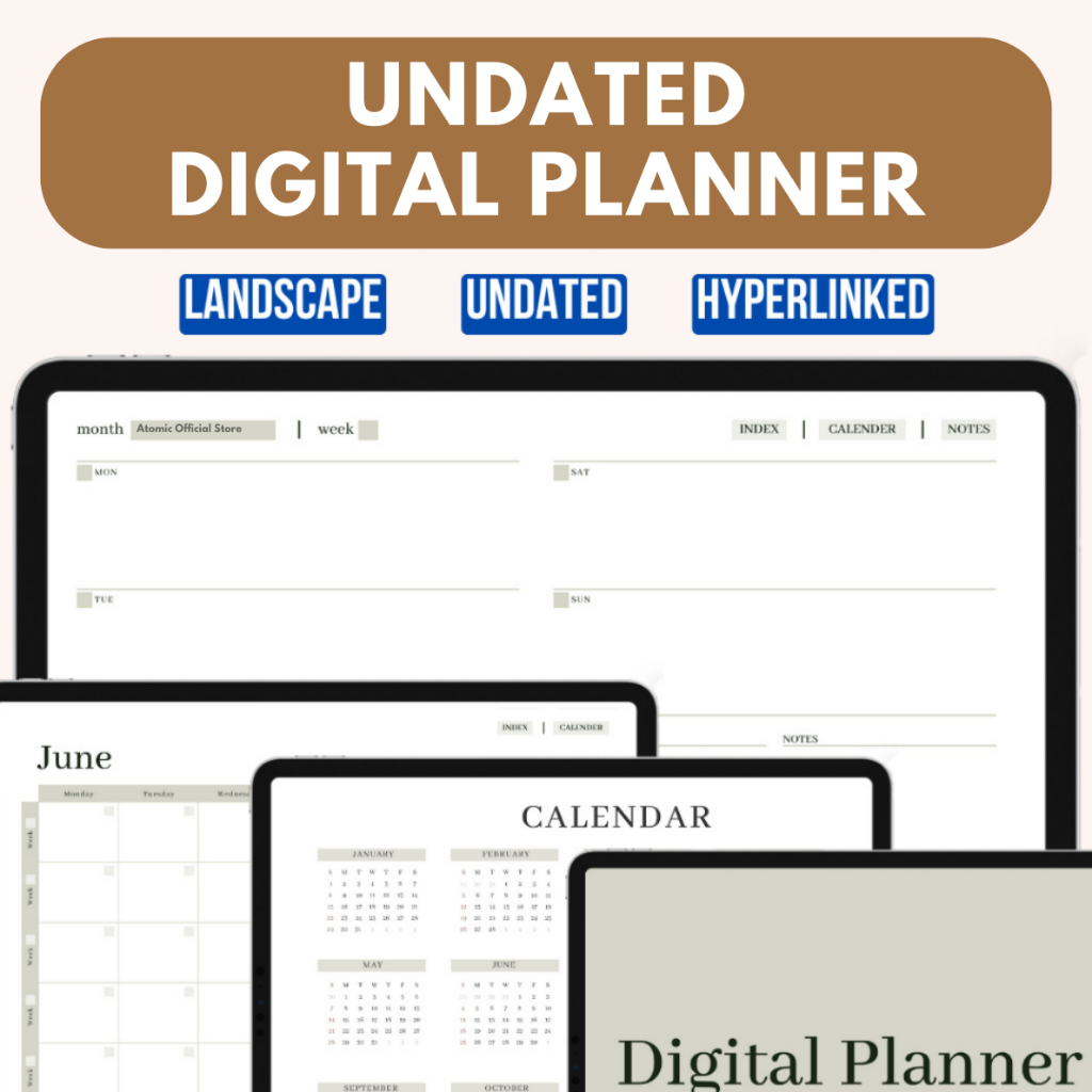🔥INSTANT🔥 Undated Digital Planner with Hyperlinked Pages Printable PDF ...