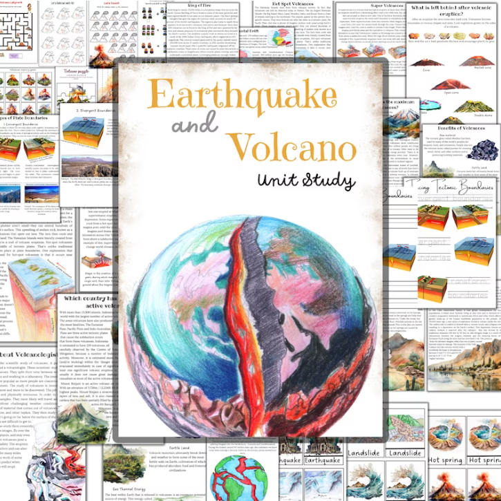 PDF] Earthquake Volcano Unit Study Home Learning Kids Printable ...