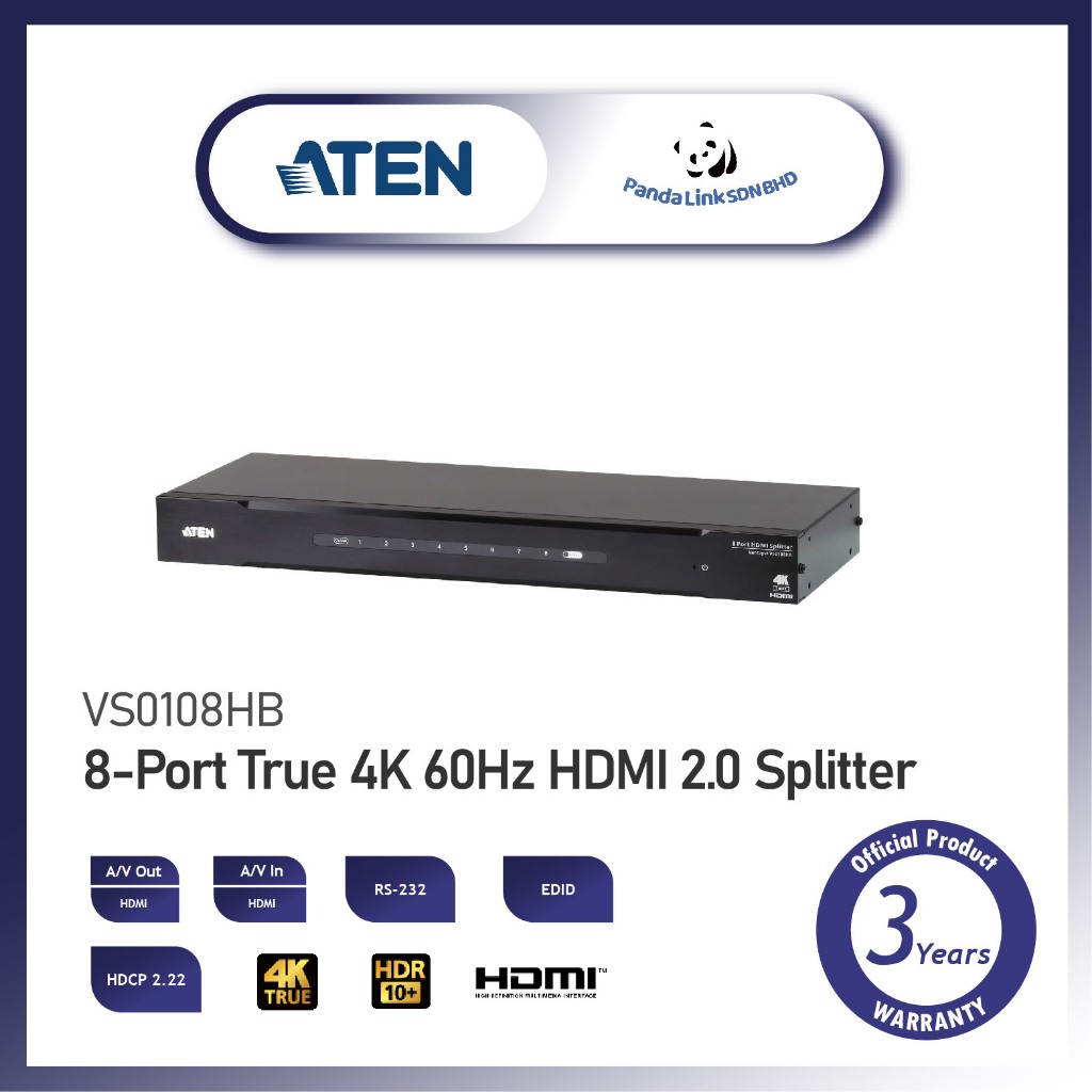 ATEN VS0108HB 8-Port True 4K HDMI Splitter | Shopee Malaysia