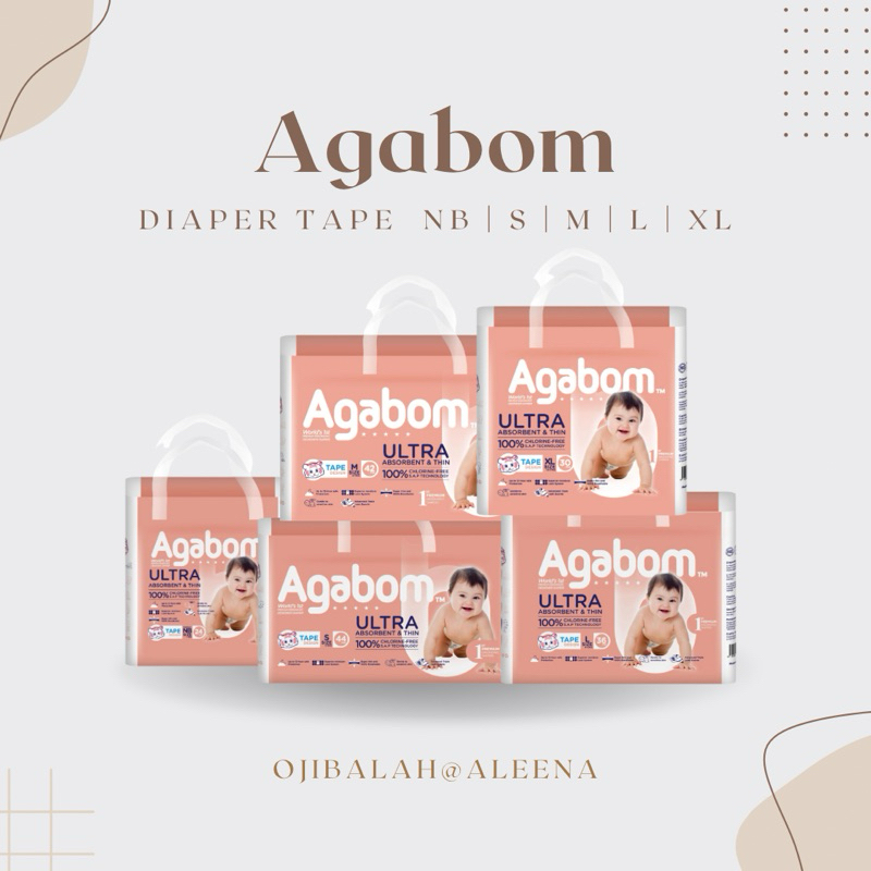 [Agabom] 100% SAP Ultra Thin Baby Tape Diapers (Tape S-XL) | Shopee ...