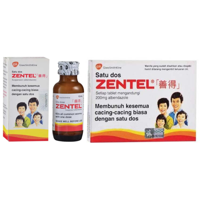 ZENTEL Tablets 200mg 2's/4's BOX / Suspension 10ML 2Bottles/4Bottles ...
