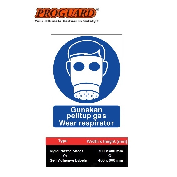 Proguard Wear Respirator Construction Site Safety Sign IndoorOutdoor ...