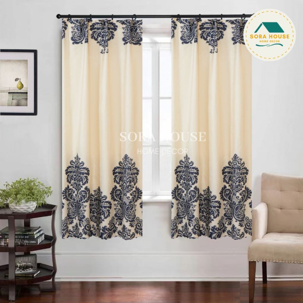 [RCJ⚜] SORA BATIK Semi Blackout Curtain 2IN1 Hook Rod Langsir Raya ...