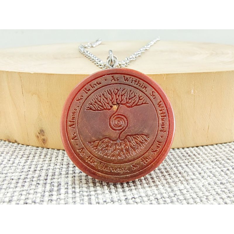 Raja Kayu Round Pendant with Engraving Works Tree of Life 帝王木吊坠-生命之树 ...