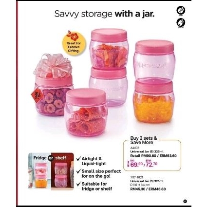 TUPPERWARE UNIVERSAL JAR 325ml (Set 6pcs) | Shopee Malaysia