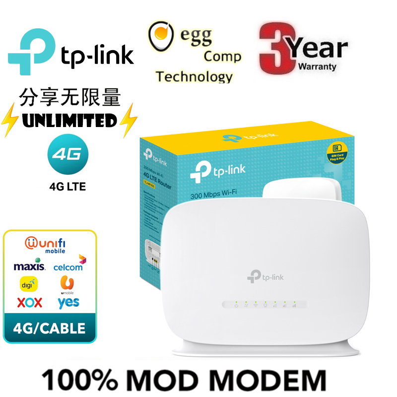 TP-Link UNLIMITED MR105 / MR100 4G LTE Router Sim Card Modem Wi-Fi ...
