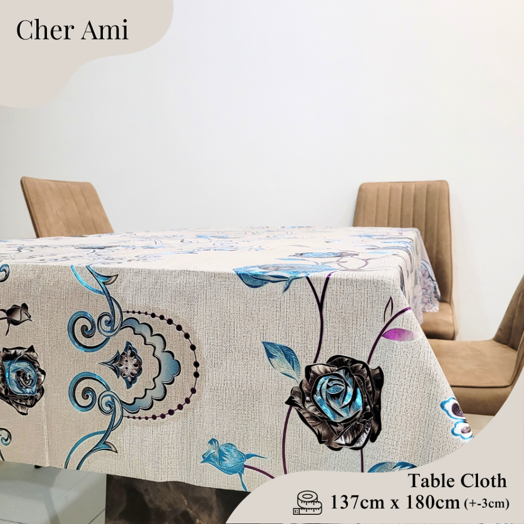 Korean Floral Themed Dining Table Cloth 6 Chairs (1.37m x 1.80m ...
