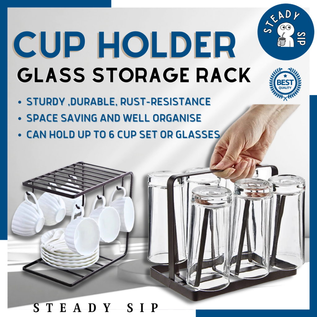 Steady Sip Cup Rack Organizer Cup Holder Rack Cawan Rak Gelas Cawan ...