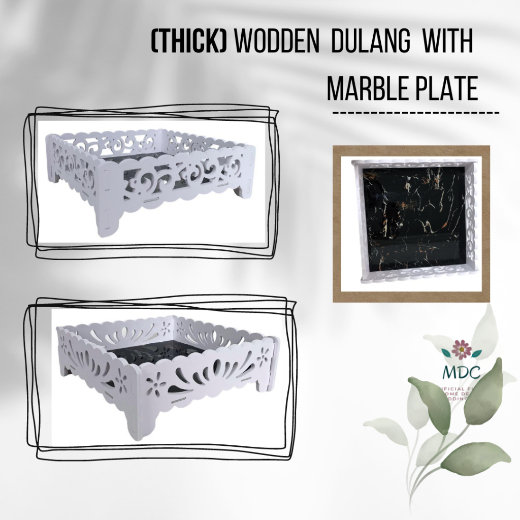 (TEBAL) Dulang Hantaran Kayu Pinggan Marmar/(THICK) Wooden Gift Tray ...