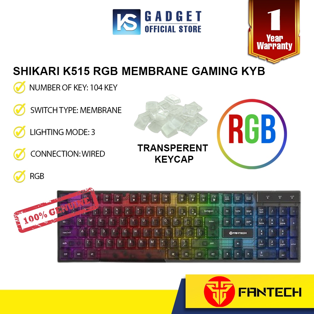Fantech Shikari K515 RGB Membrane Gaming Keyboard With Advance Anti-Ghosting | Shopee Malaysia