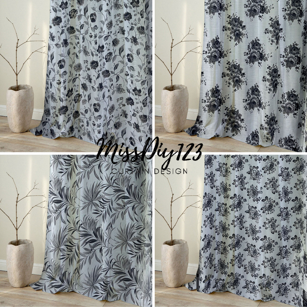 Langsir Sheer Lining Bercorak Bunga (4 Design Available) | Shopee Malaysia