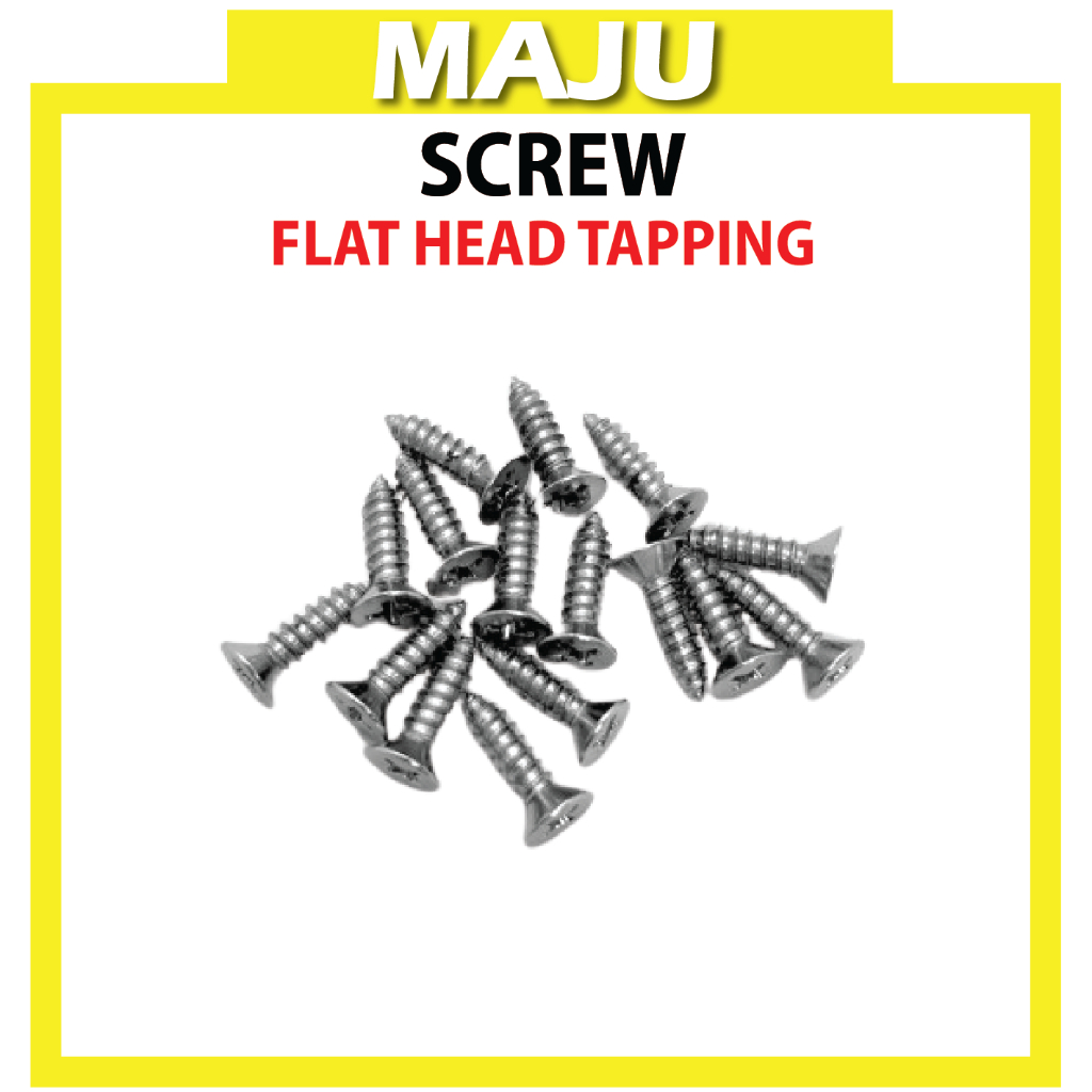 #6 Tapping Screw Pan Head / Flat Head | Skru Pancang Kepala Datar ...