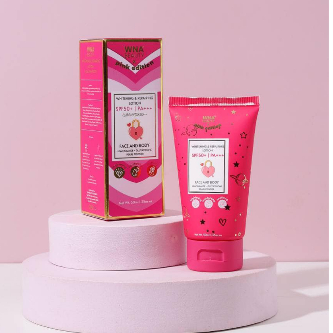WNA BEAUTY WHITENING & REPAIRING LOTION SPF50 / BLANCHING KRIM / IBU ...