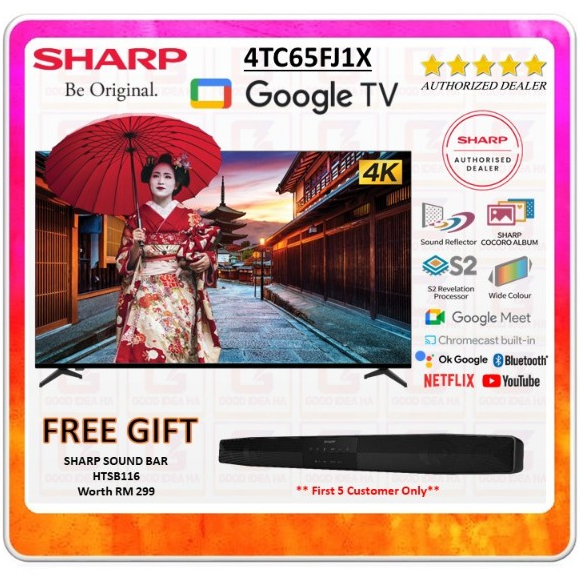 【FREE GIFT】Sharp 4TC65FJ1X 65'' FJ1 Series 4K UHD Google TV | Shopee ...