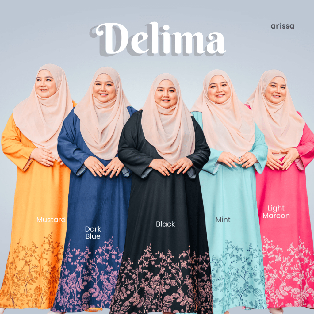 JUBAH MUSLIMAH FLORAL DELIMA PLUS SIZE 3XL-5XL - COMO CREPE READY STOCK ...