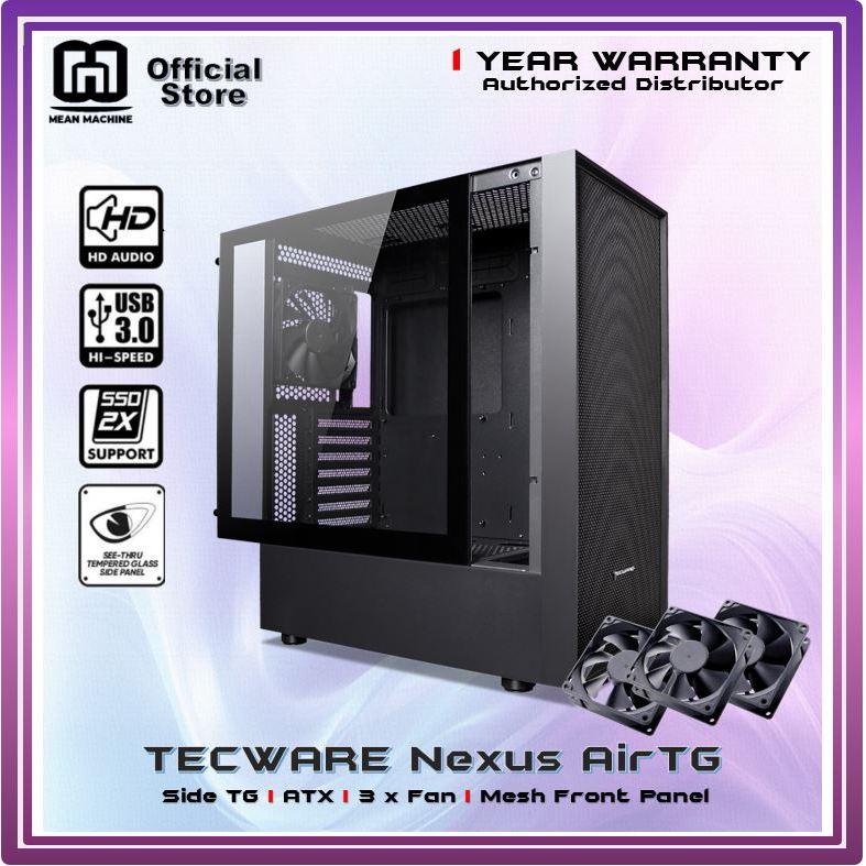 TECWARE Nexus Air TG ATX Tempered Glass Mesh Front Panel Casing (Free 5 ...