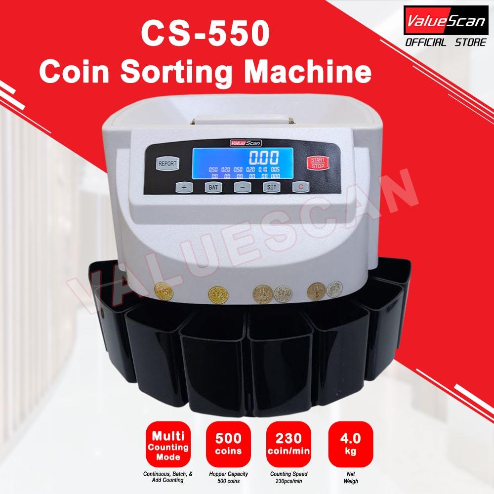 Valuescan CS-550 Coin Sorting Machine / Coin Counting Machine / Coin ...