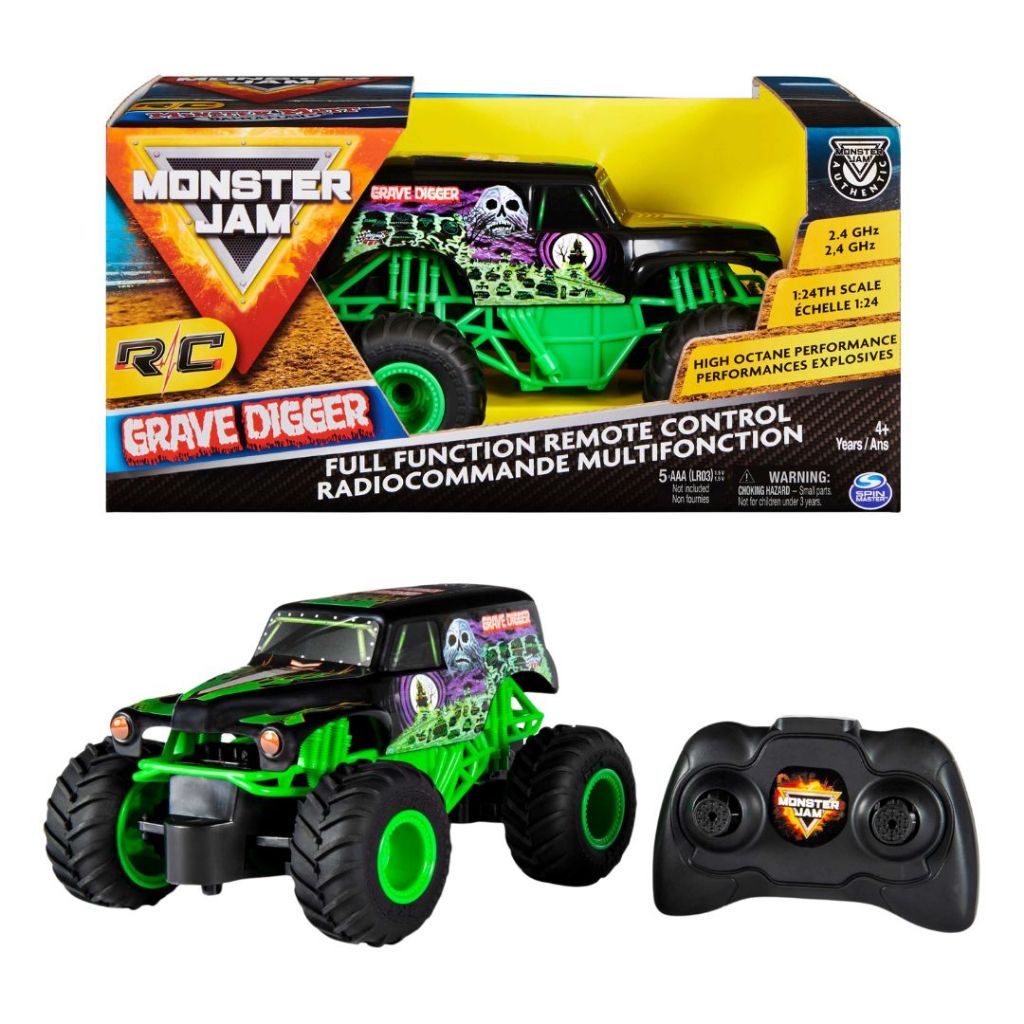 Monster Jam Official Grave Digger Remote Control Monster Truck 1:24 ...