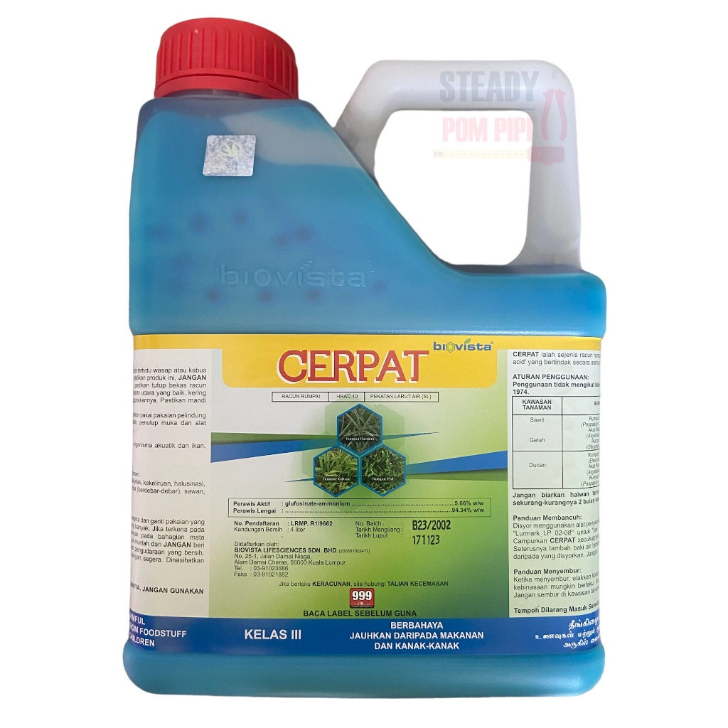 4L CERPAT / RUMPUT RUMPAI / GLUFOSINATE AMMONIUM 5.66% / (ACTIVE ...