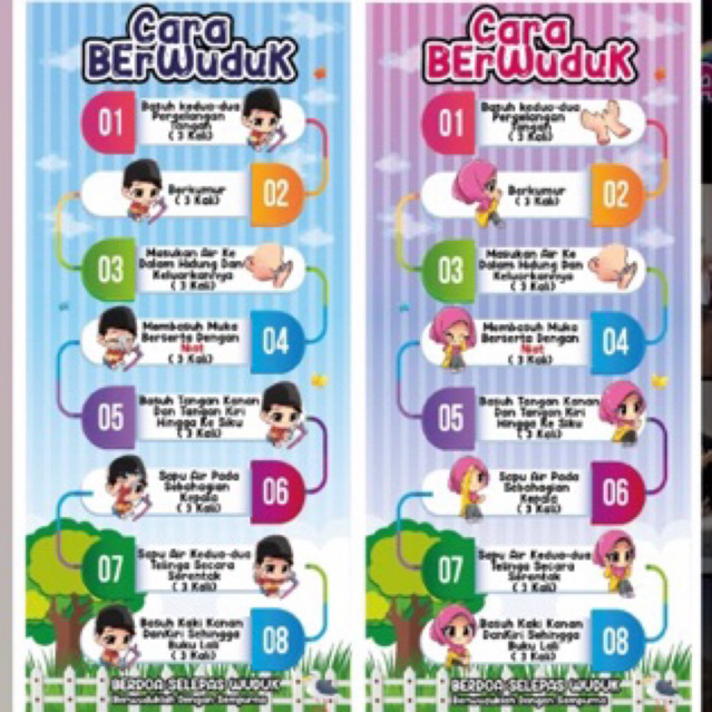 Sticker Wudhu Kalis Air Sticker WATERPROOF Panduan Cara Berwuduk Kanak ...
