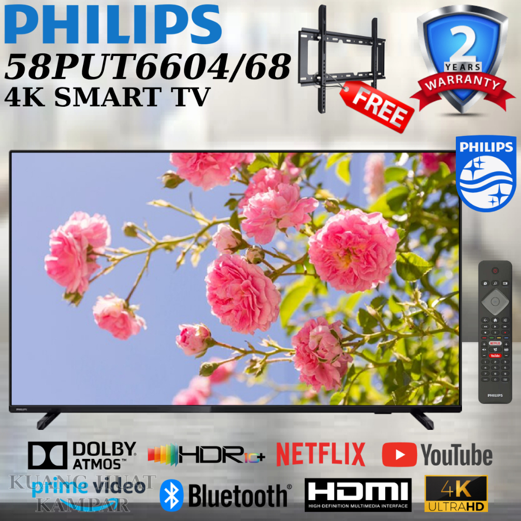 PHILIPS 58 INCH / 58" 4K UHD LED SMART TV 58PUT6604/68 | Shopee Malaysia