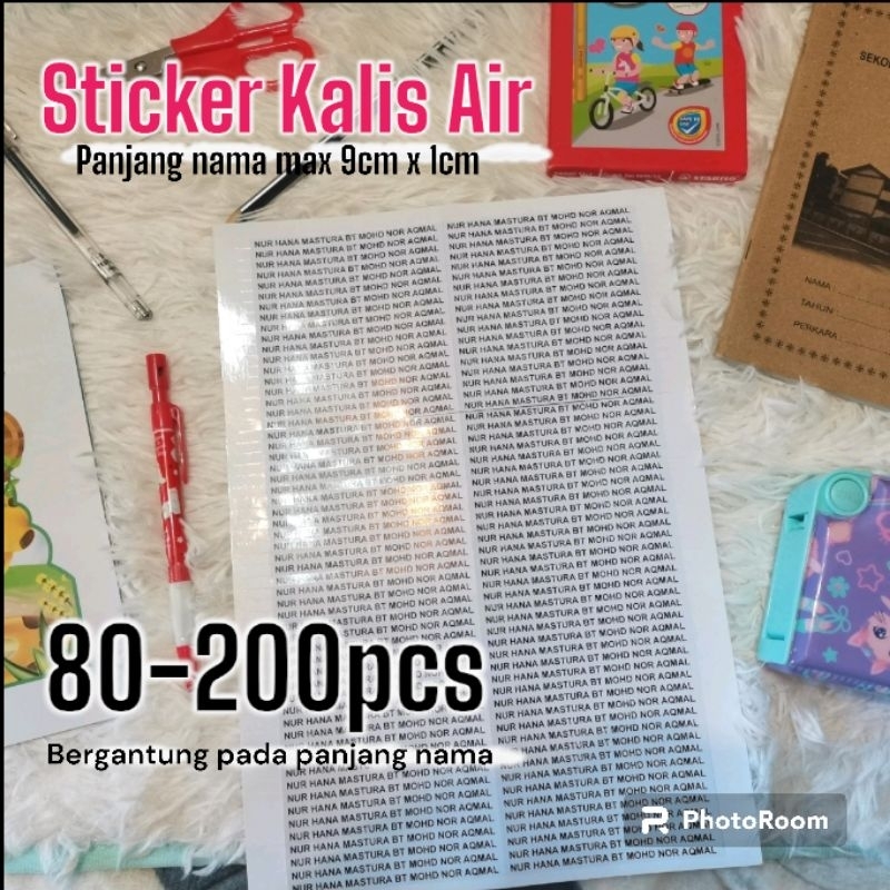 STICKER NAMA KALIS AIR STICKER BUKU STICKER ALAT TULIS | Shopee Malaysia