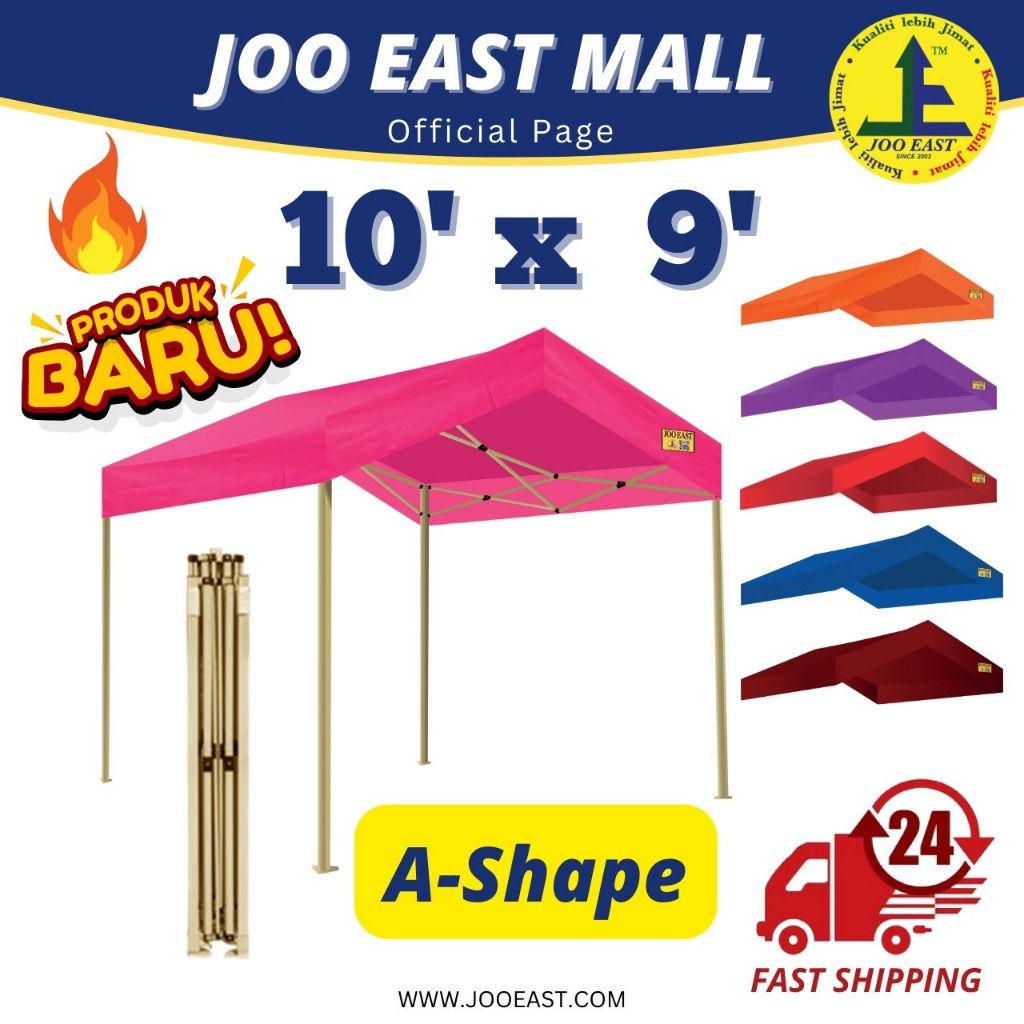 10' x 9' 🔥25KG Foldable [ A SHAPE ] Canopy Set [ JOO EAST ] Kanopi ...