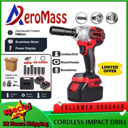 AeroMass Impact Drill Set Impact Gun Impact Wrench Impact Drill 2 In1 ...