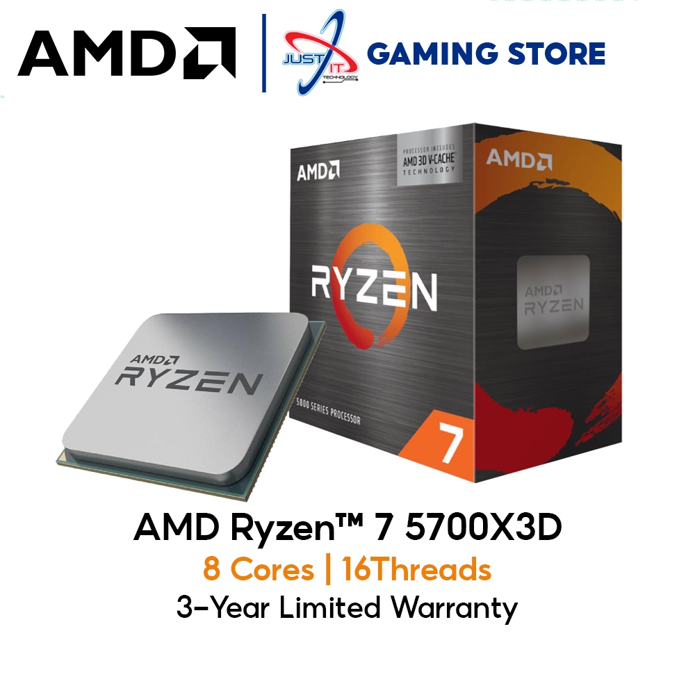 AMD RYZEN 7 5700X3D 3.0GHz Up to 4.1GHz 96MB AM4 PROCESSOR | Shopee ...