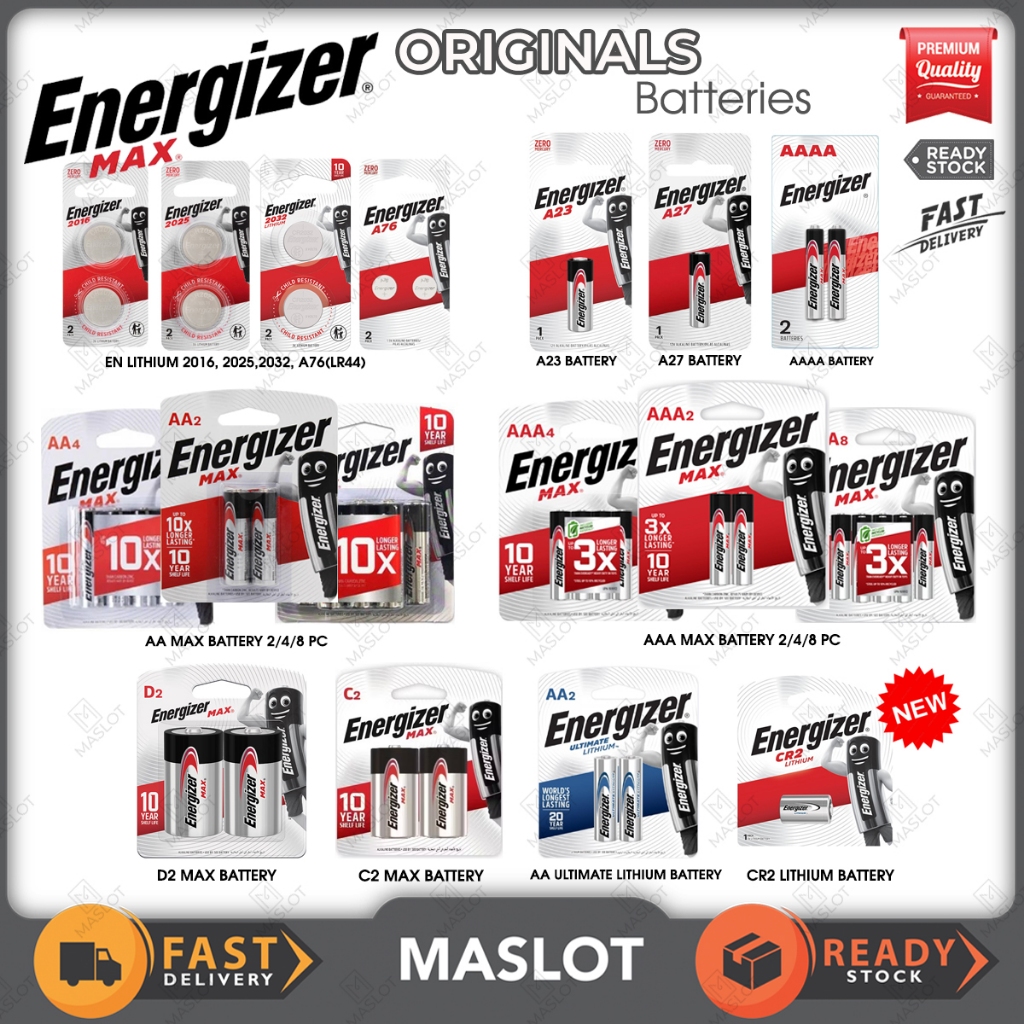 [ORIGINAL] ENERGIZER MAX Alkaline Battery AA | AAA | AAAA | C | D | 9V ...