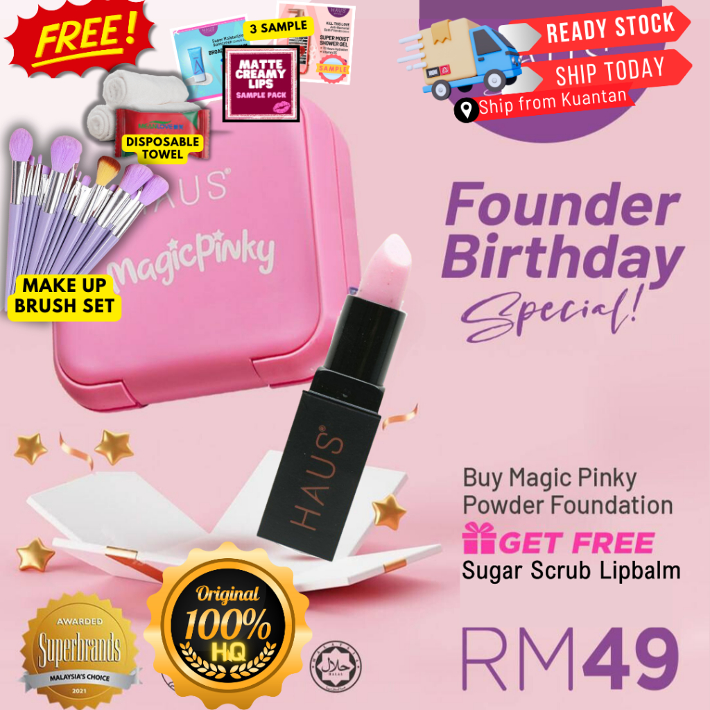 🔥𝙁𝑹𝙀𝑬 𝑳𝙄𝑷𝙎𝑪𝙍𝑼𝘽🎁 MAGIC PINKY POWDER FOUNDATION(KABUKI FOR MP ONLY ...