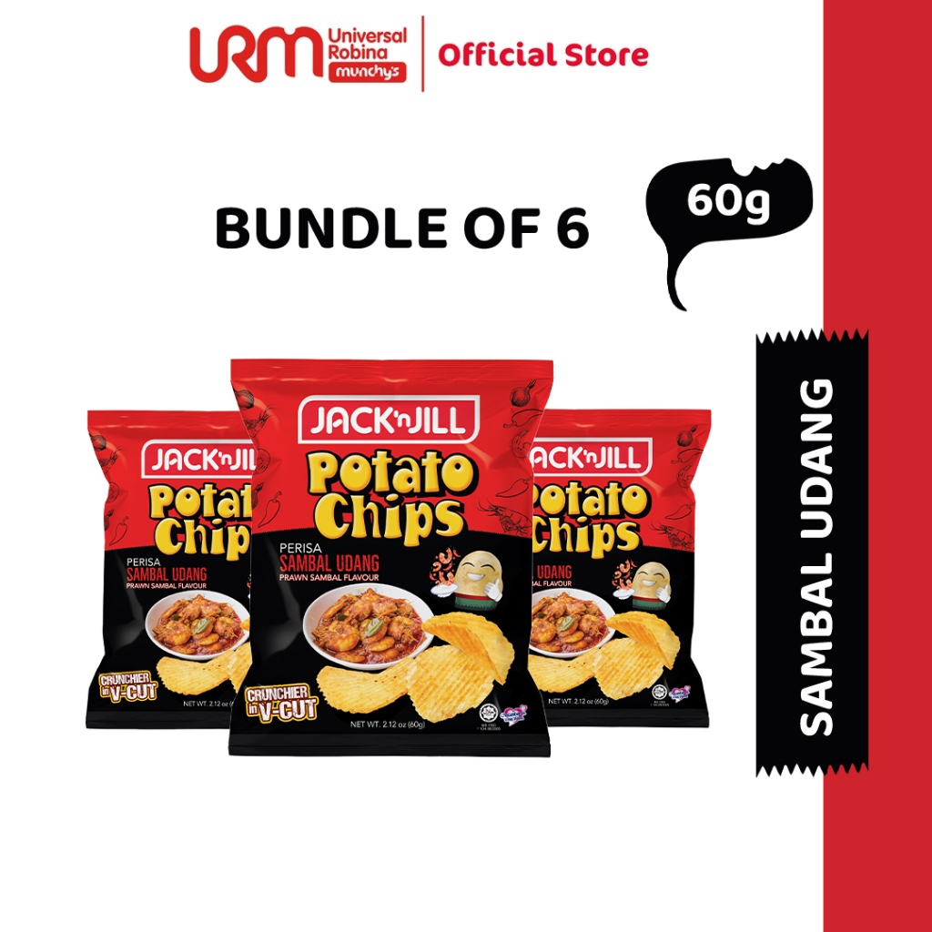 Jack ‘n Jill Potato Chips - Sambal Udang 60g x 6 | Shopee Malaysia