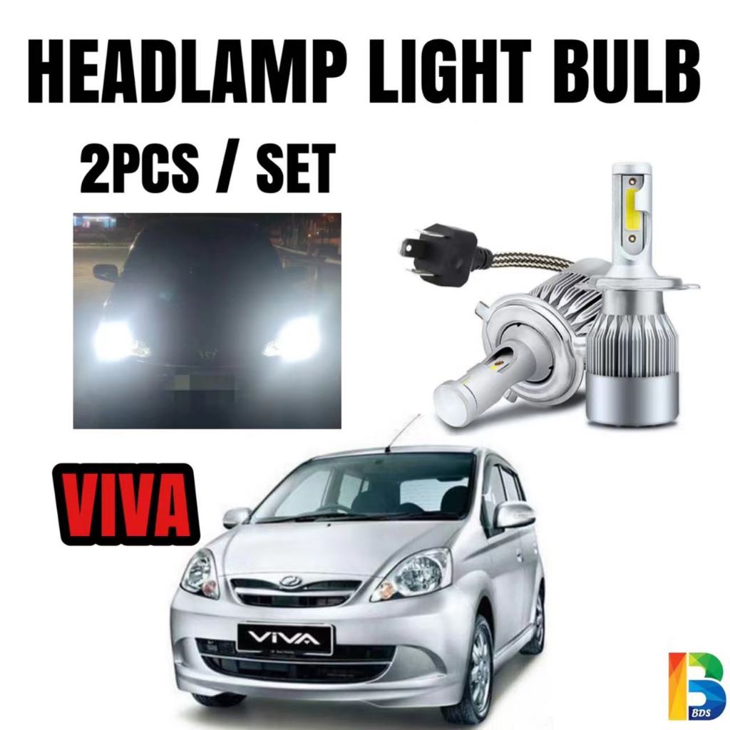 2PCS PERODUA VIVA HEADLAMP LIGHT BULB LED HID 6000k White Front Car ...