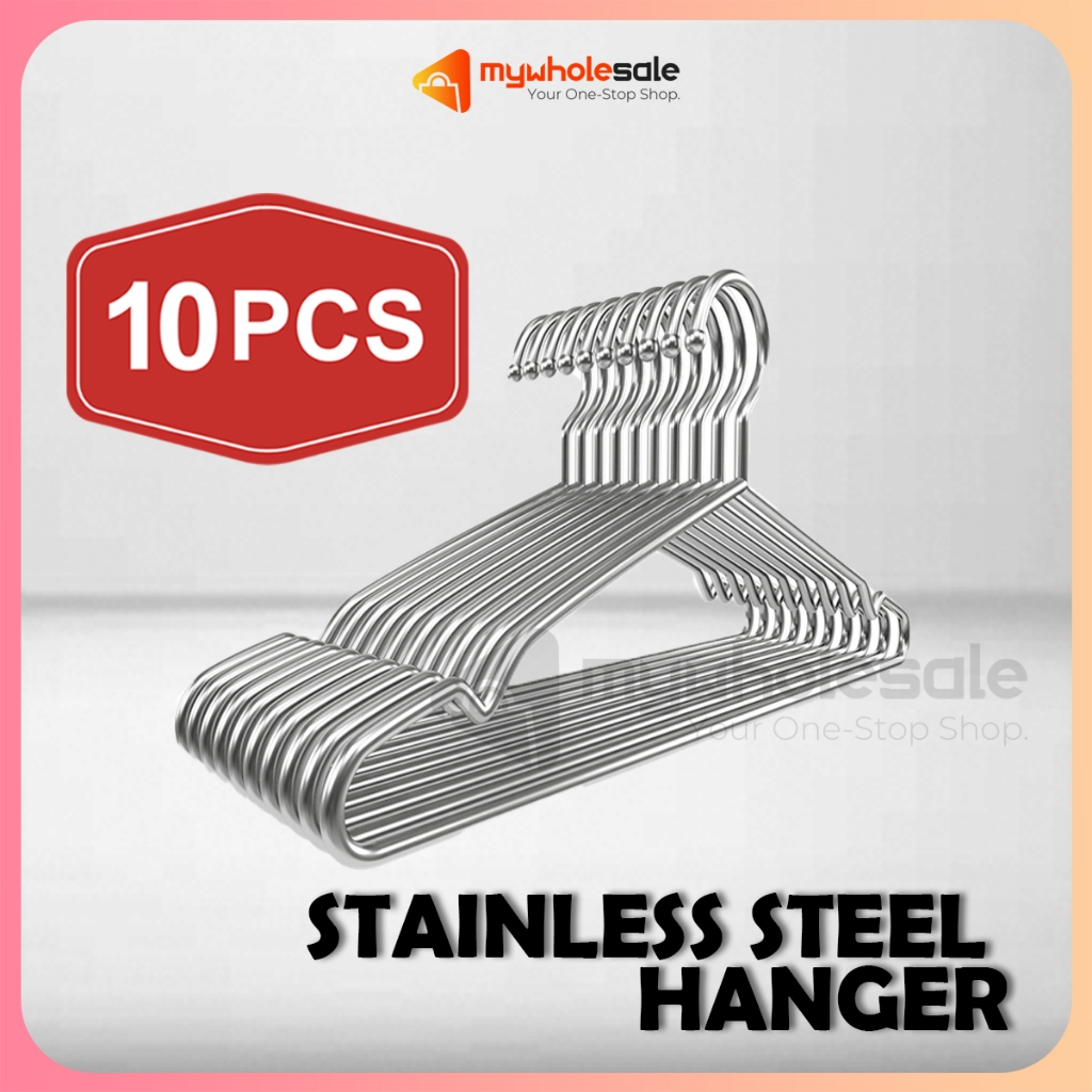 10 Pcs Heavy Duty Stainless Steel Hanger Clothes Baju SS304 Extra ...