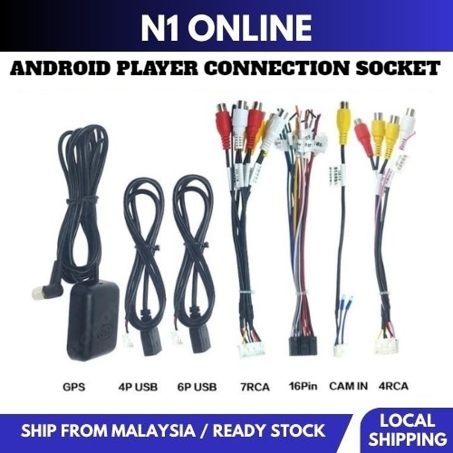 ANDROID PLAYER CONNECTION SOCKET - RCA CABLE , USB SLOT , GPS ANTENNA,REVERSE CAMERA SOCKET ...