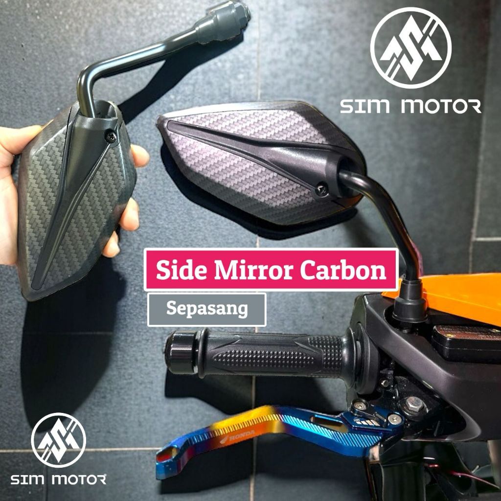 Side Mirror HONDA YAMAHA Carbon Y15 LC135 RS150 EX5 WAVE KRISS DASH NVX ...