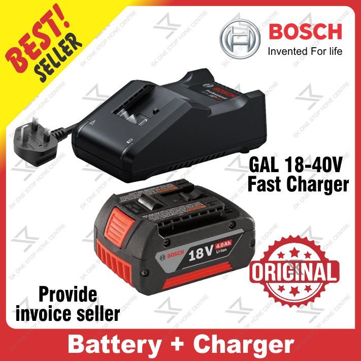 (Original) Bosch GBA 18V 1.5Ah / 2.0Ah /3.0Ah / 4.0Ah / 5.0Ah/0Ah Battery / Charger GAL 18-20 ...