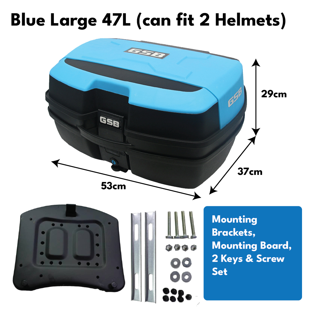 GSB Box Motor Motorcycle Givi Top helmet Box Trunk 47L Motorsikal Kotak ...