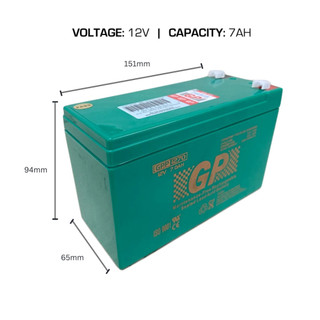 GENUINE GP 12V 7Ah Rechargeable Sealed Lead Acid Battery - GPP1270 ...