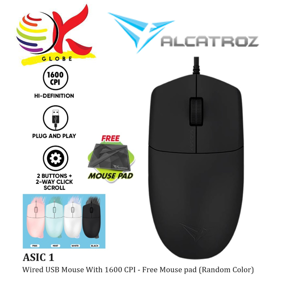ALCATROZ ASIC ONE WIRED MOUSE 1600 CPI / 3 BUTTON OPTICAL WITH HIGH ...