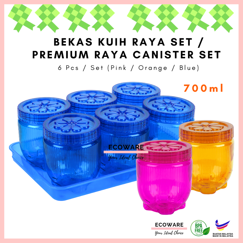 Mamashop 6pcs Set Bekas Kuih Raya Set / Cookies Container Set / Bekas ...