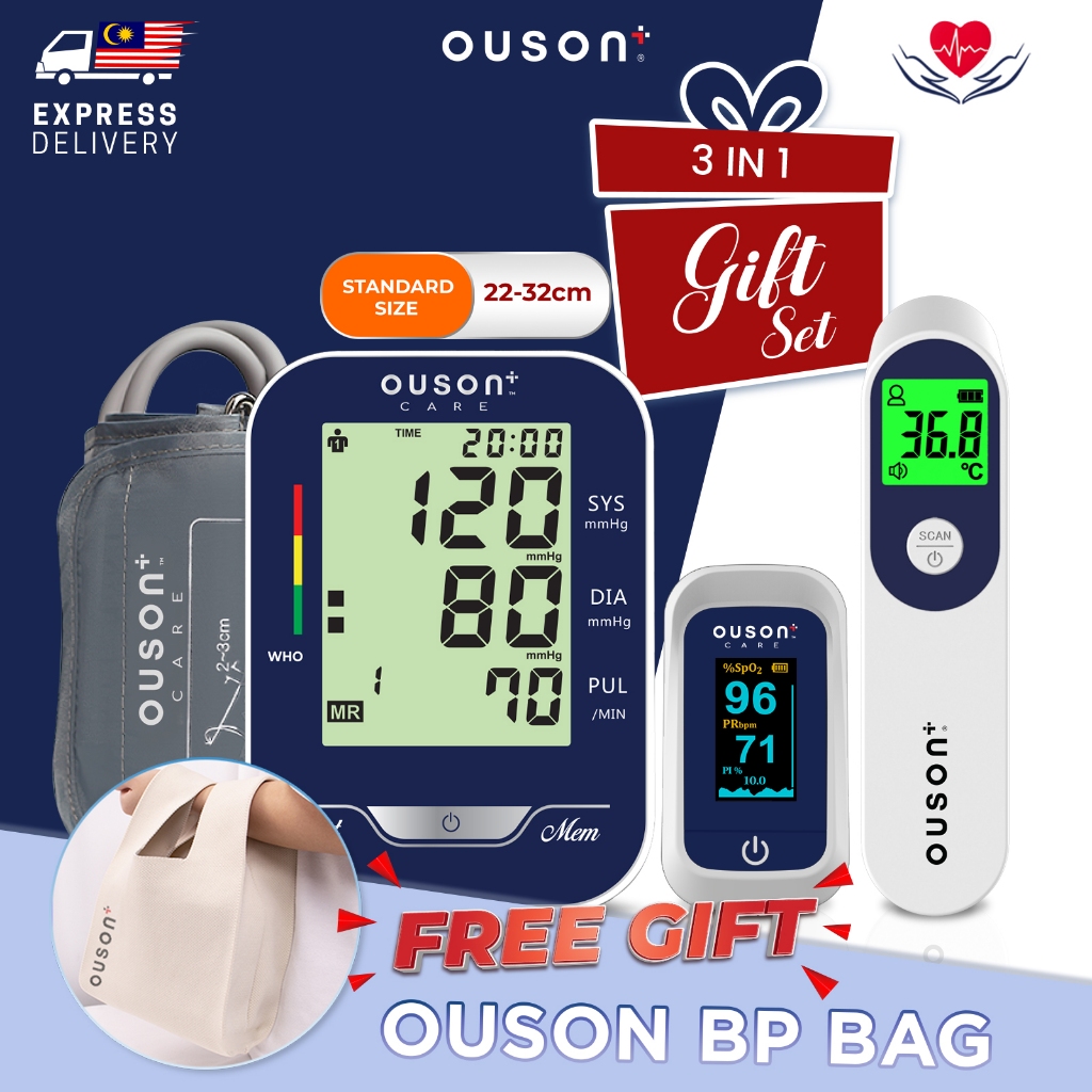 Ouson 3 Colour Backlit 4 Inch Display Blood Pressure Monitor, Infrared ...