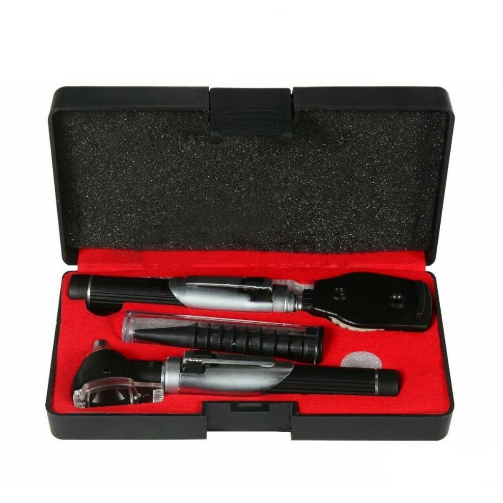 Fiber Optic Mini Otoscope Ophthalmoscope Set Medical ENT Diagnostic Kit ...